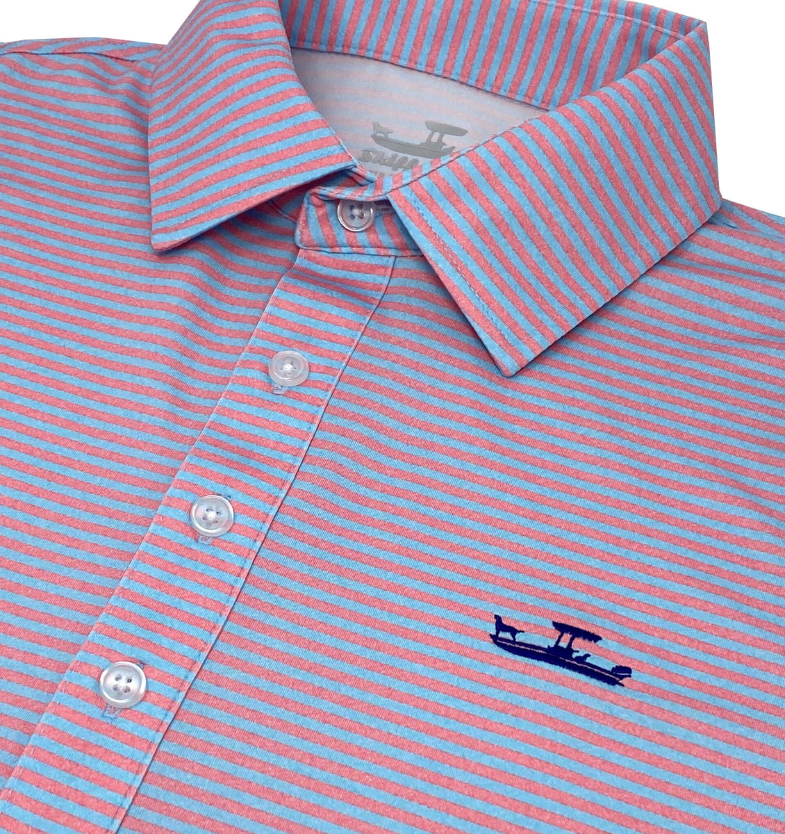 Skiff Dogs: Slack Tide Polo - Coral/Light Blue – Bird Dog Bay